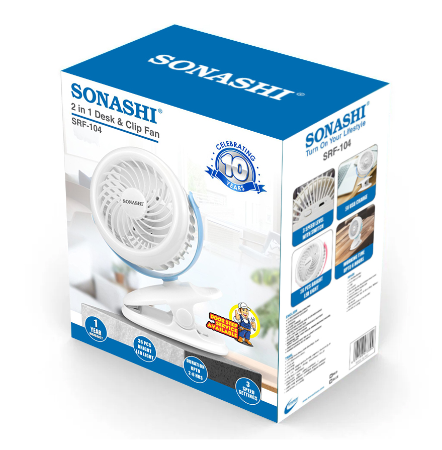 4-Inch Rechargeable Mini Fan SRF-104 - Sonashi Electronic