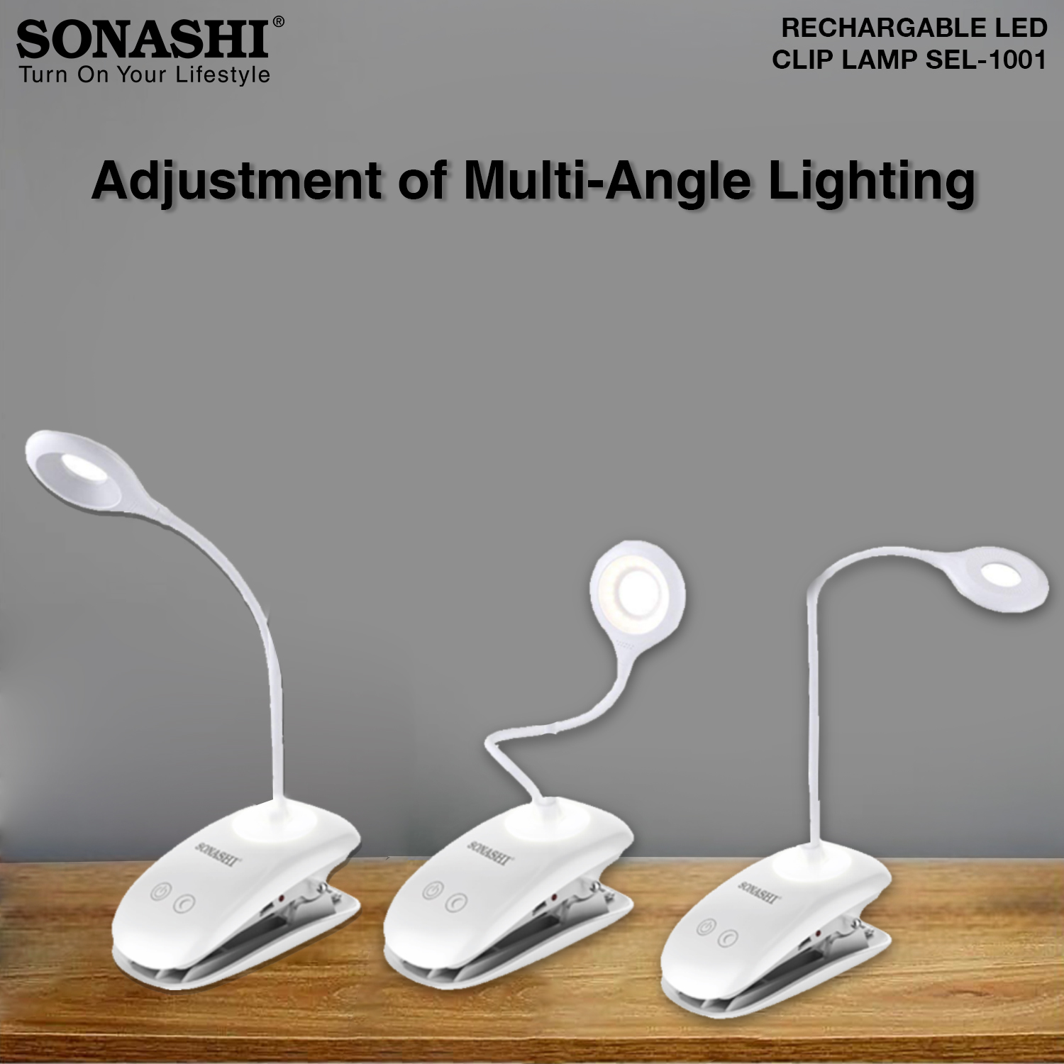 Rechargeable Dual LED Touch Study Lamp SEL-1001 White - Sonashi Electronic