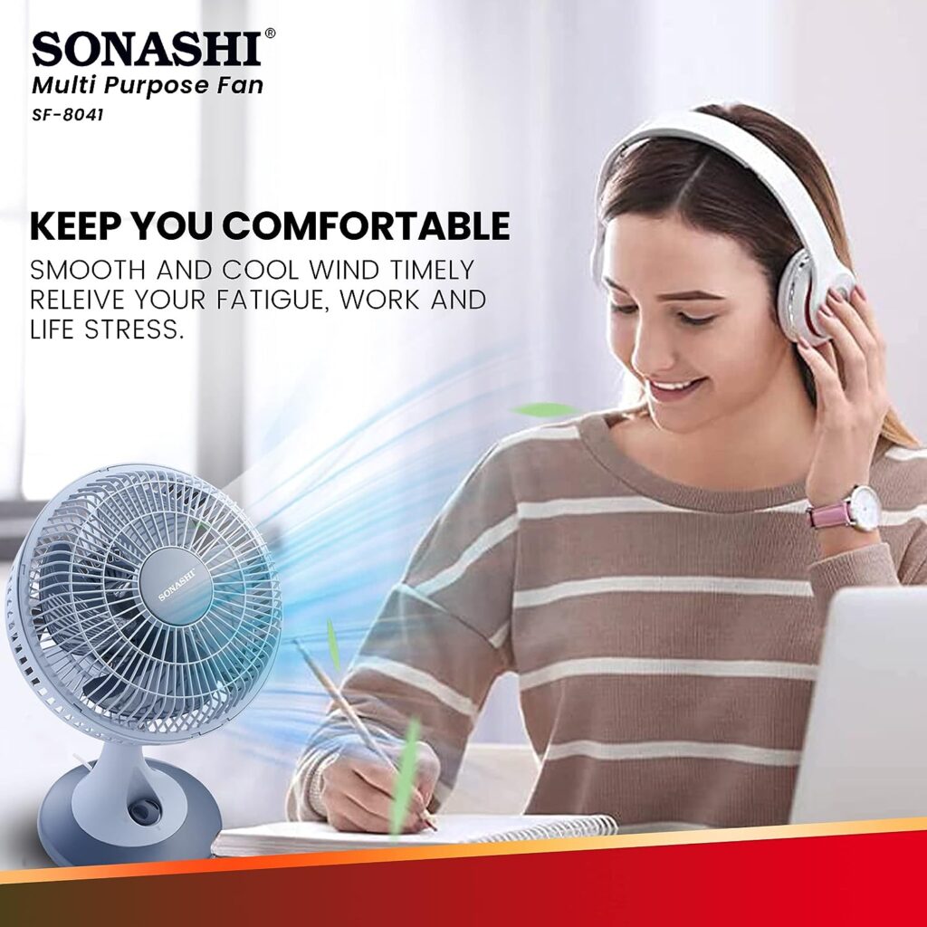 12 inch Wall mount Desk Fan SF-8041 Grey - Sonashi Electronic