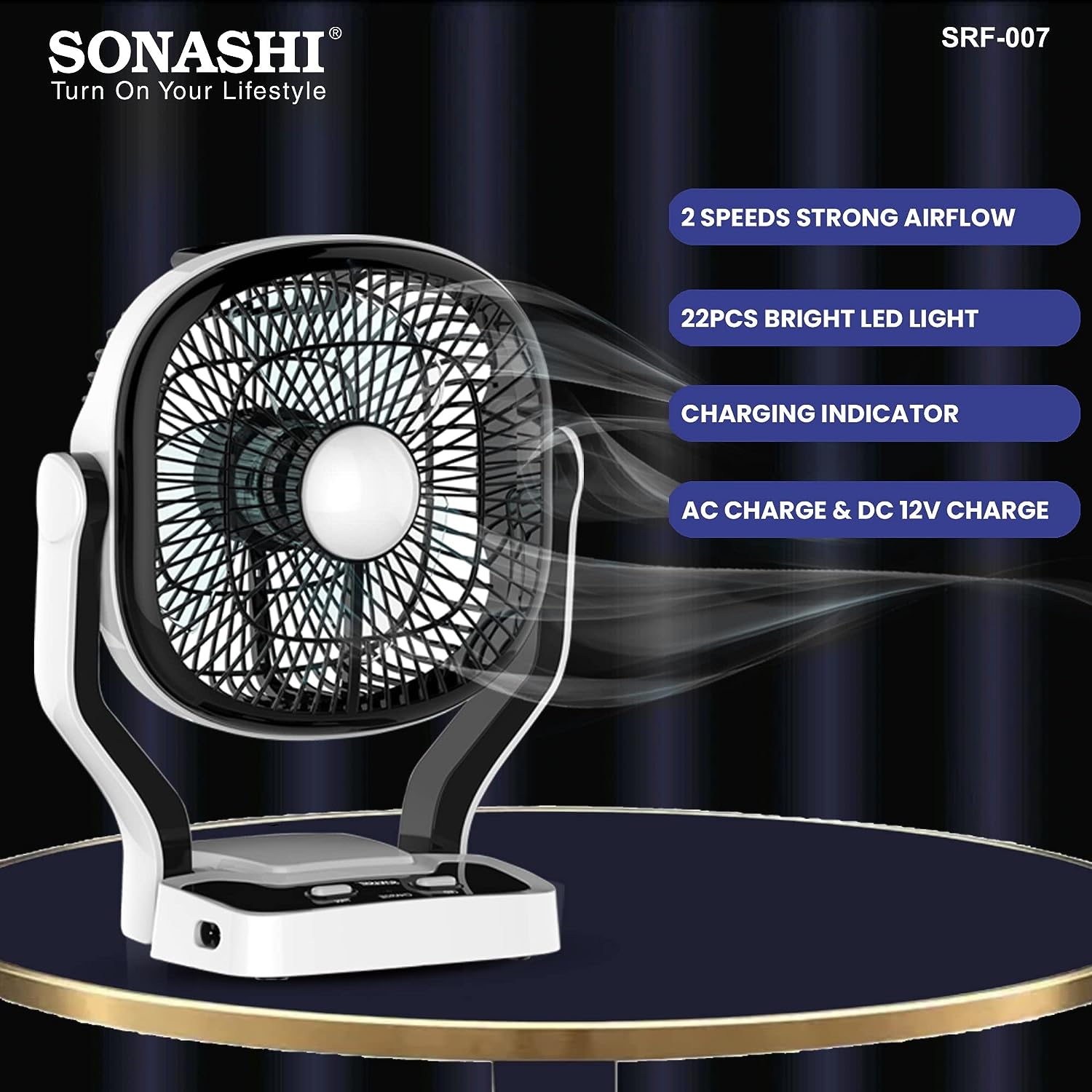7 Inch Rechargeable Fan SRF-007 - Sonashi Electronic